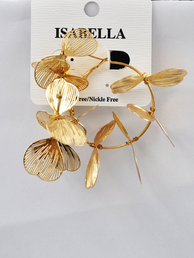 GOLD HOOP LEAF EARRINGS ( 253166 G ) – Ohmyjewelry.com