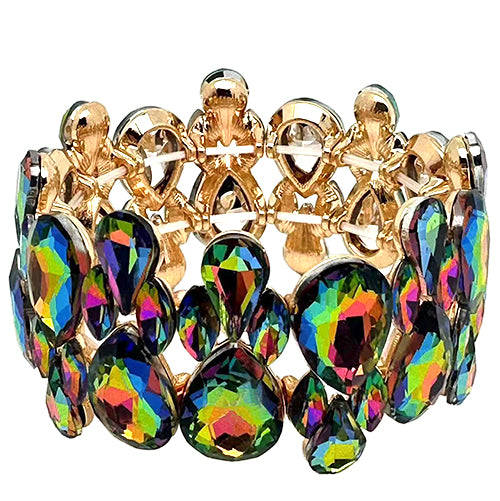 GOLD STRETCH BRACELET VITRAIL OIL SPILL STONES ( 2050 GDHG ) – Ohmyjewelry.com