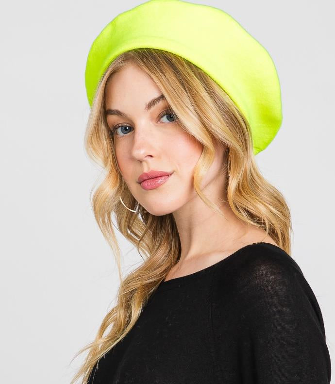 STRETCHY NEON YELLOW BERET ( 0011 NYE ) – Ohmyjewelry.com