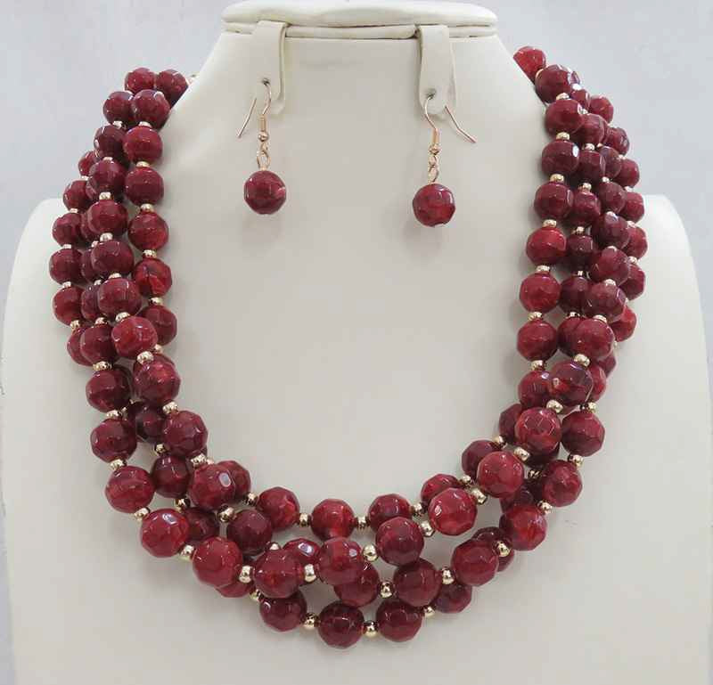 RED BEAD NECKLACE SET ( 637 RD ) – Ohmyjewelry.com