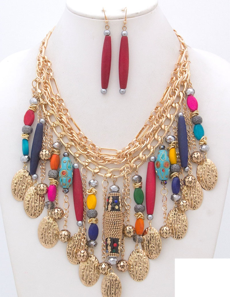 GOLD MULTI COLOR NECKLACE SET ( 2903 GPMT ) – Ohmyjewelry.com