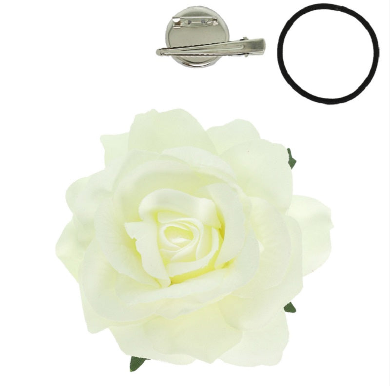 4.5" IVORY FABRIC FLOWER BROOCH PONYTAIL ( 3083 IV ) – Ohmyjewelry.com