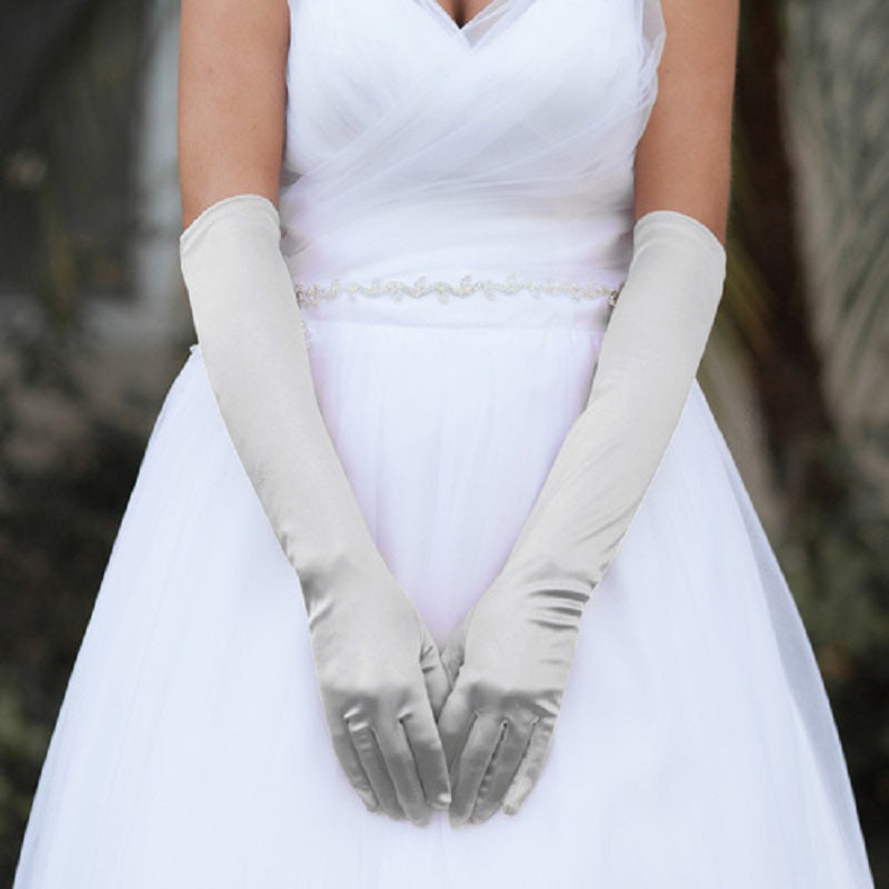 18" Long SILVER Satin Gloves (GLV 48 S ) – Ohmyjewelry.com