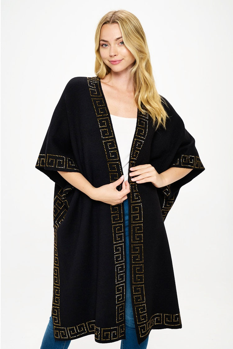 BLACK GOLD GREEK WINTER KIMONO ( 0193 BKGD ) – Ohmyjewelry.com