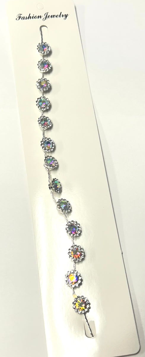 SILVER HAIR WRAP FLOWER AB STONES ( 2302 1AB ) – Ohmyjewelry.com