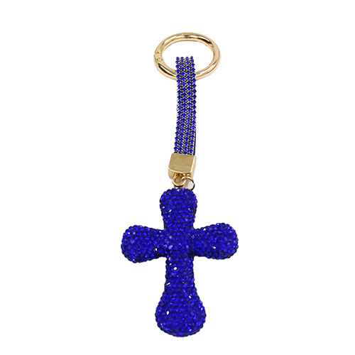 BLUE STONE CROSS KEYCHAIN ( 1516 SAP ) – Ohmyjewelry.com