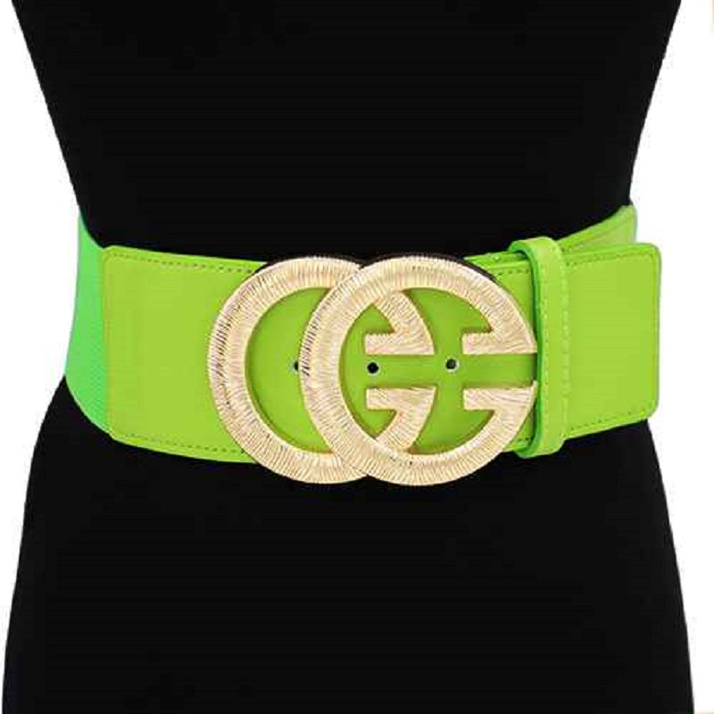 GREEN STRETCH BELT WITH GOLD ( 1521 GDGR ) – Ohmyjewelry.com