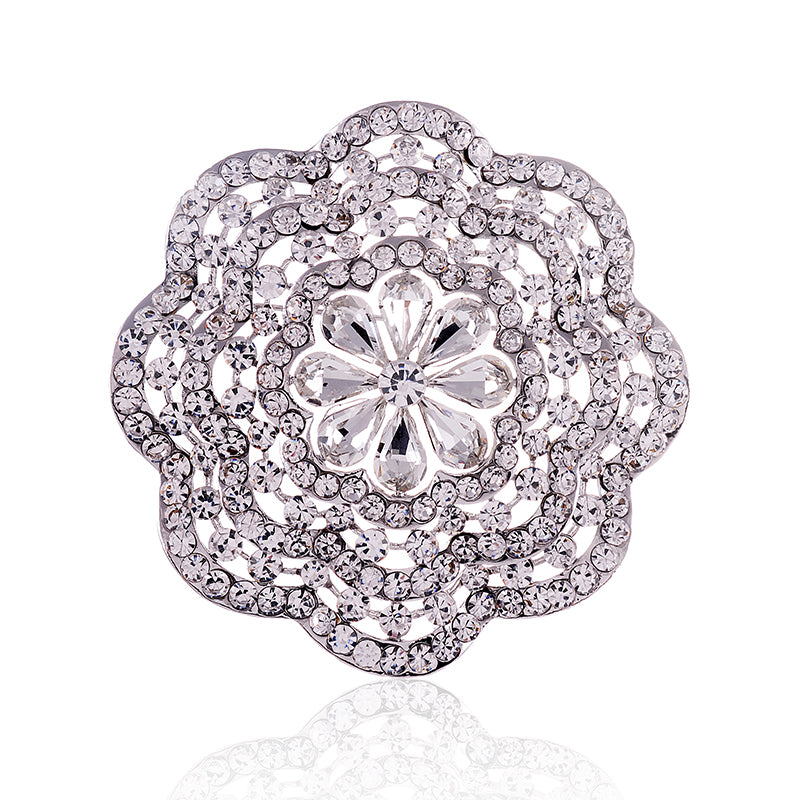 Large Crystal Flower Pin ( 1575 SCL ) – Ohmyjewelry.com