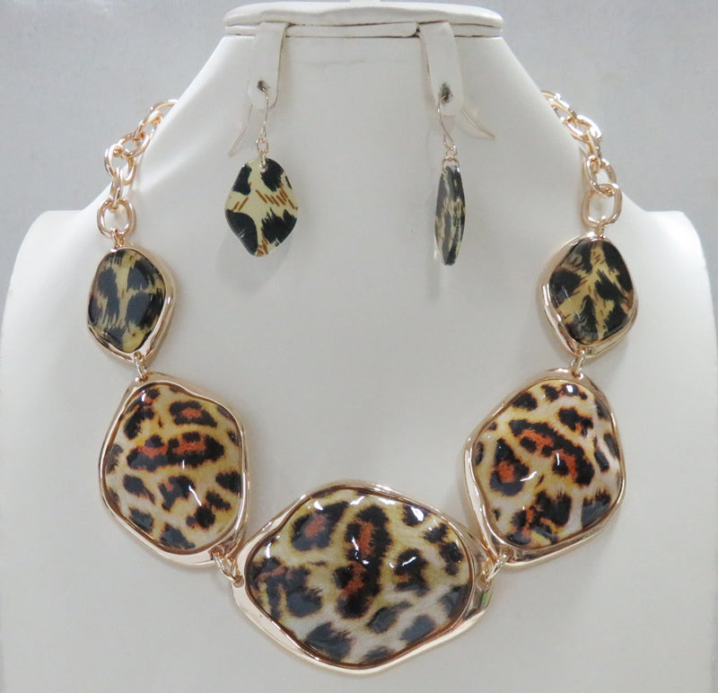 GOLD LEOPARD PRINT NECKLACE SET ( 5198 LEO ) – Ohmyjewelry.com