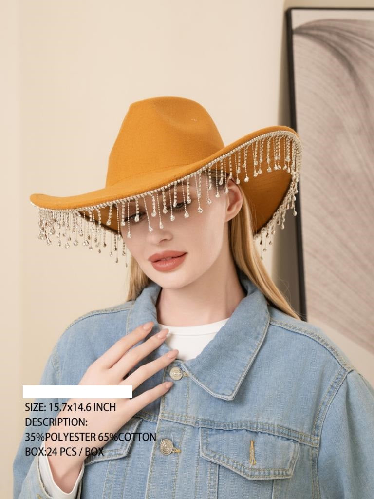 KHAKI COWBOY HAT DANGLING CHAINS ( 3358 KHAKI ) – Ohmyjewelry.com