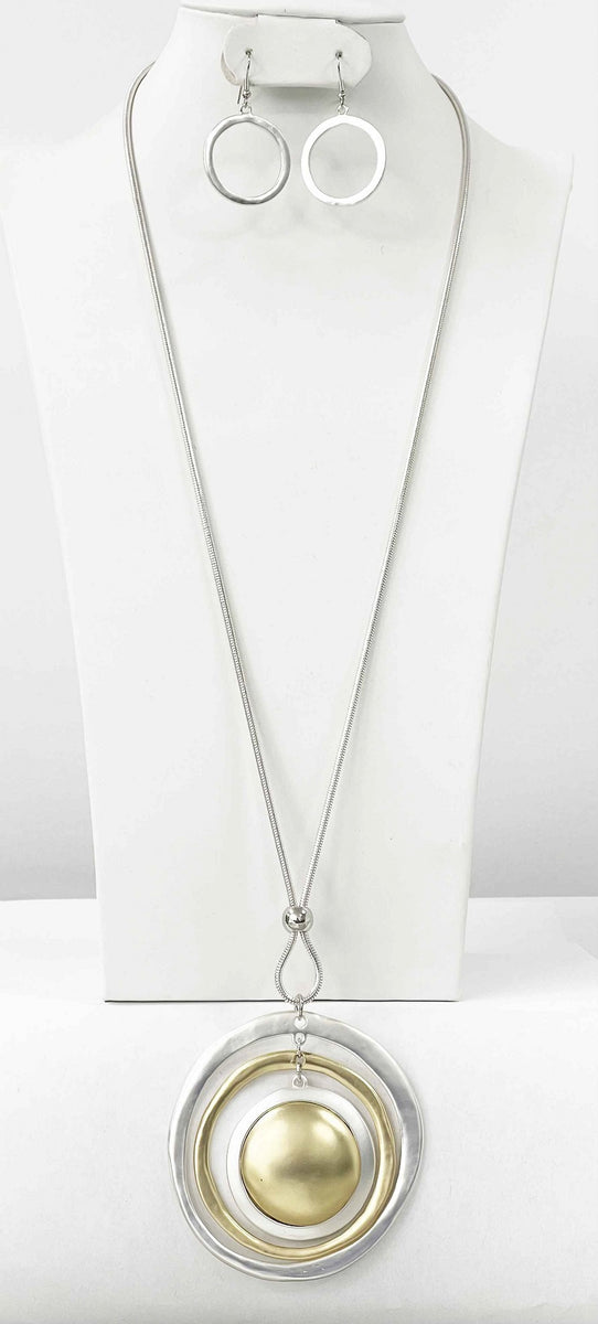 SILVER GOLD NECKLACE SET ( 4806 TT ) – Ohmyjewelry.com