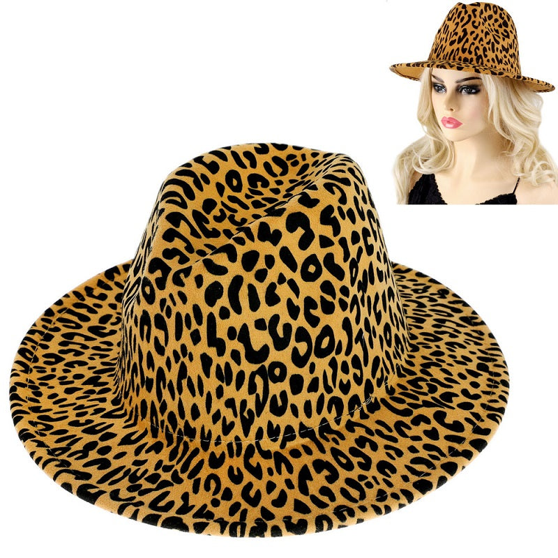BROWN CHEETAH PRINT WIDE BRIM FEDORA HAT – Ohmyjewelry.com